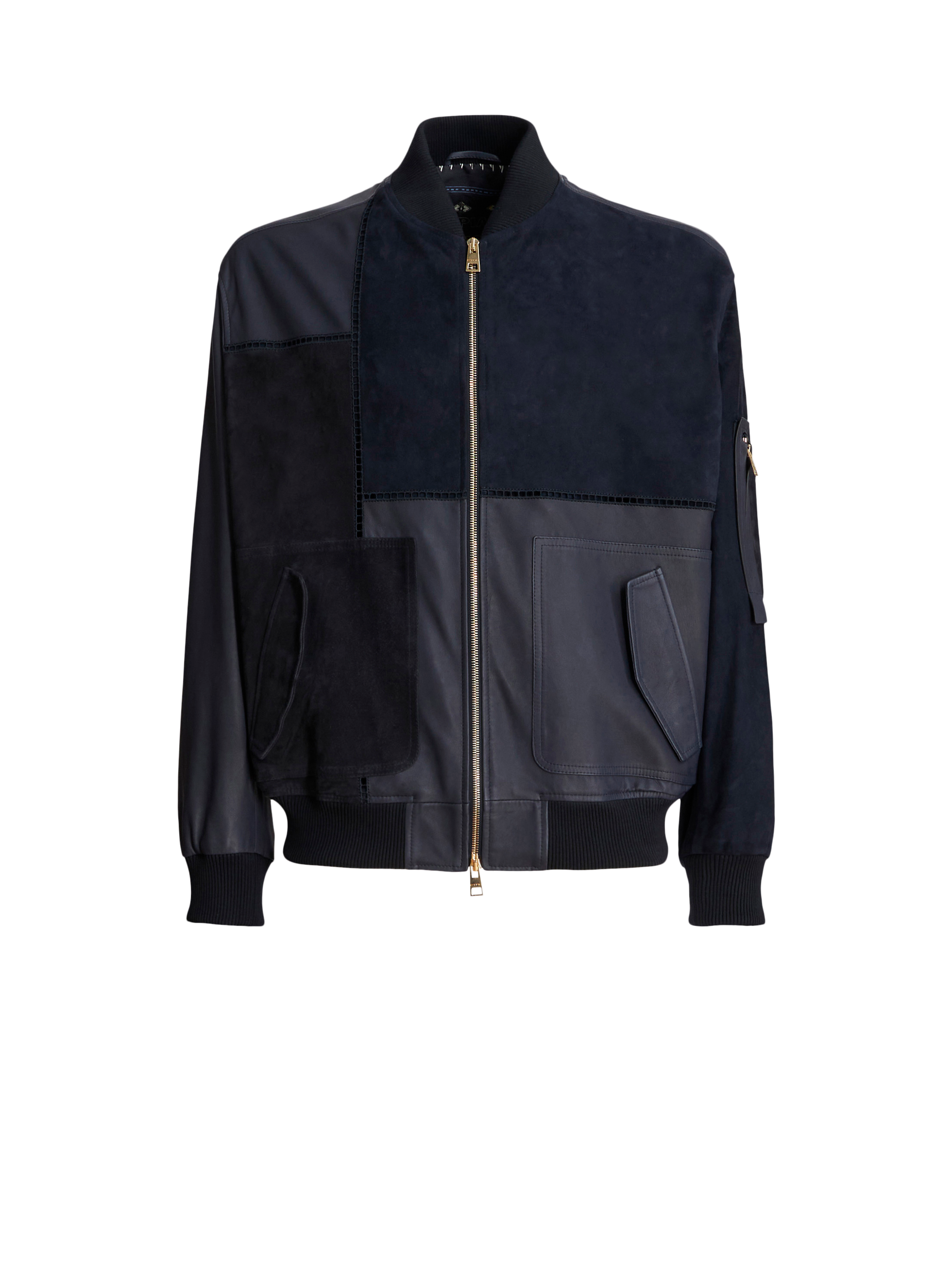 Etro Patchwork Bomber Jacket In Navy Blue | ModeSens